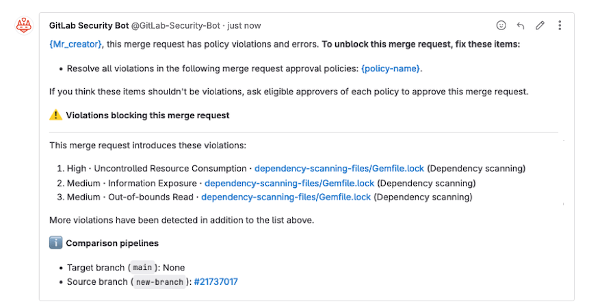 Scan-result-policies · Policies · Application security · User · Help · GitLab